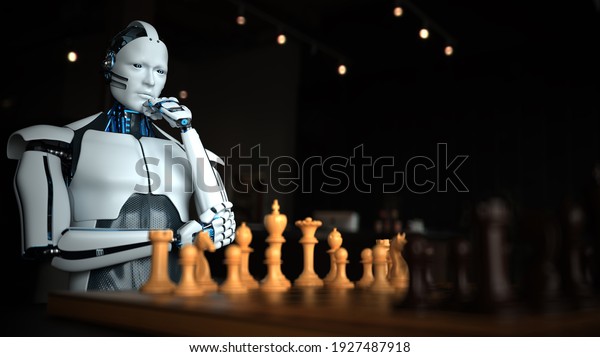 Humanoid Robot Playing Chess 3d Illustration Stock Illustration ...