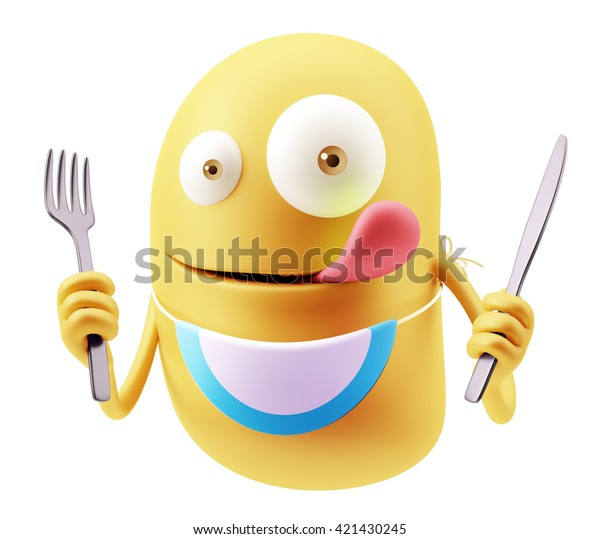 Hungry Emoticon Face 3d Rendering: ilustración de stock 421430245 ...