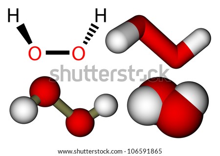 Hydrogen Peroxide H 2 O 2 Structural Formula 3 D Stock Illustration ...