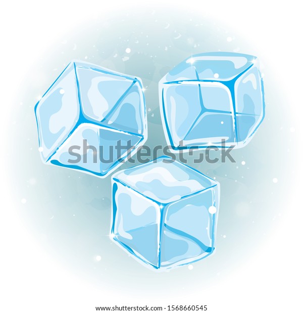 Ice Cubes Vector Set On Watercolor Stock Illustration 1568660545 ...