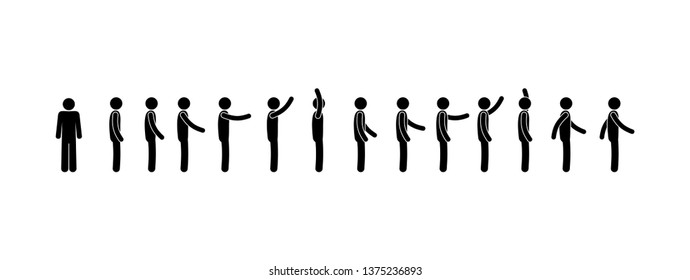 Man Stands Various Poses Stick Figure 스톡 벡터(로열티 프리) 1576619419 ...