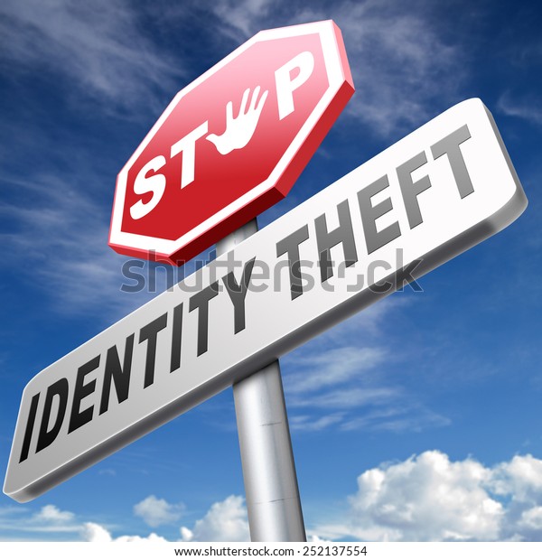Identity Theft Stop Warning Sign Stealing Stock Illustration 252137554 ...