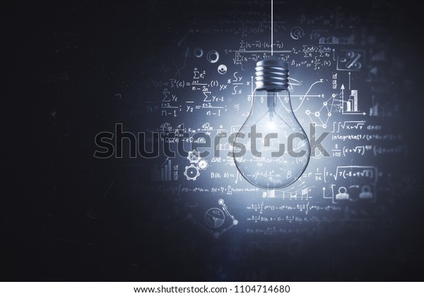 Illuminated Lamp Mathematical Formulas Idea Science: ilustrações stock ...