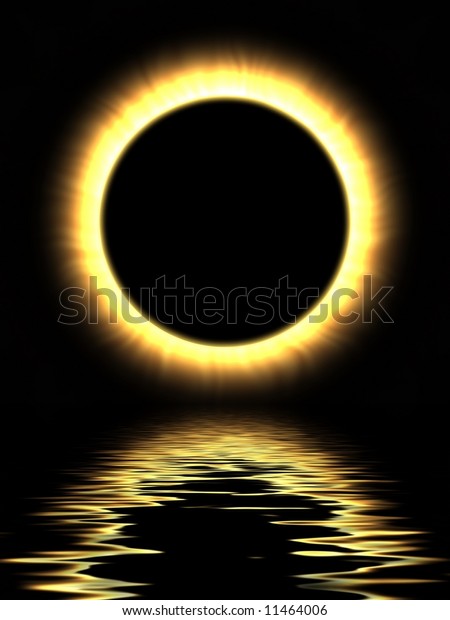 Illustrated Full Eclipse Over Water Stock Illustration 11464006