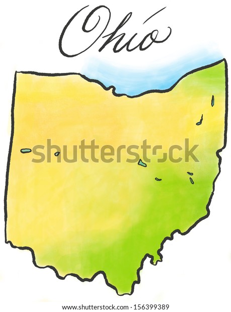 Illustrated Map Ohio Stock Illustration 156399389