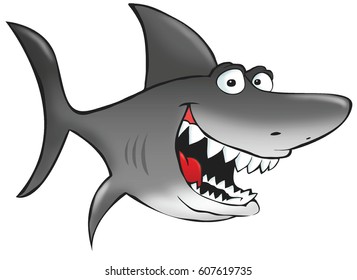 Illustrated Shark Stock Illustration 607619735 | Shutterstock