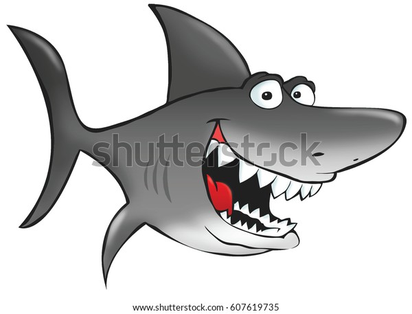 Illustrated Shark Stock Illustration 607619735 | Shutterstock