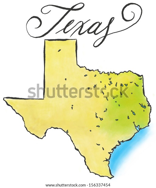 Illustrated Texas Map Stock Illustration 156337454 | Shutterstock