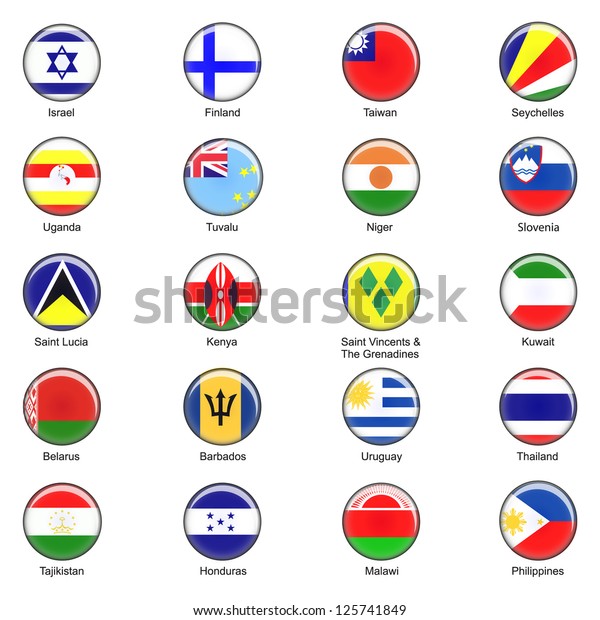 Illustrated Vector World Flag Buttons Pack Stock Illustration 125741849 ...