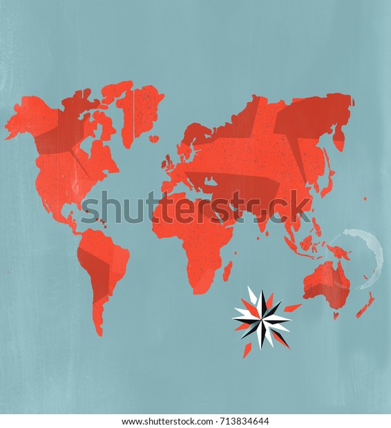 Illustrated World Map Destinations Stock Illustration 713834644 ...