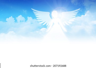 Illustration Angel On Clouds Background Stock Illustration 207192688 ...