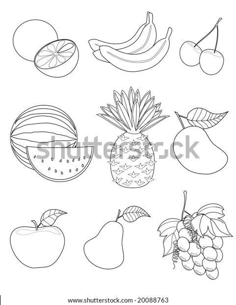 Illustration Assorted Fruit Outlines Stock Illustration 20088763 ...