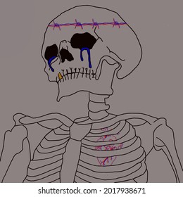 Illustration Crying Skeleton Stock Illustration 2017938671 | Shutterstock