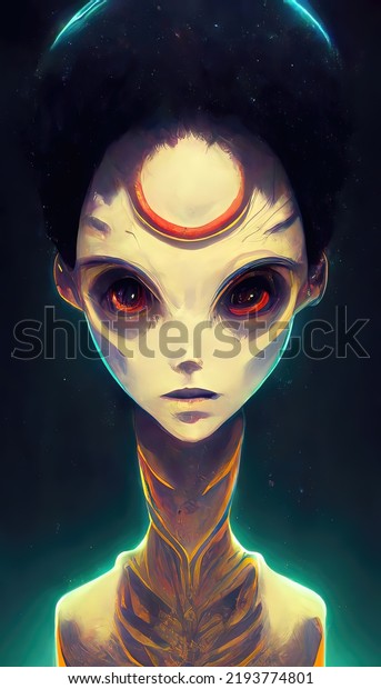 Illustration Female Alien Creature Outer Space Stock Illustration ...