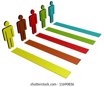 Illustration Five Characters Bars Different Colors Stock Illustration ...