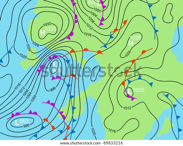 Illustration Generic Weather System Map Stock Illustration 89833216 ...
