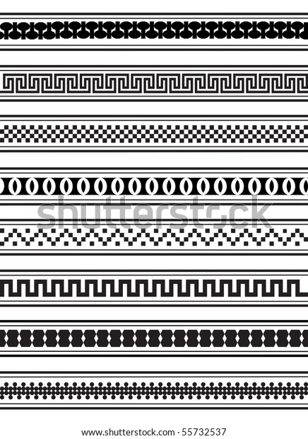 Illustration Geometric Border Patterns Black White Stock Illustration ...