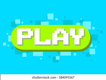 Illustration Green Pixel Play Button Icon Stock Illustration 584095567 ...