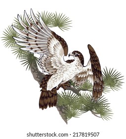 Japanese Painting Hawk Stock Illustration 291211268