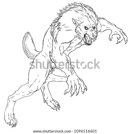 Illustration Jumping Werewolf Stock Illustration 1096516601 - Shutterstock