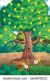 Illustration Mango Tree Garden Stock Illustration 1664078152 | Shutterstock