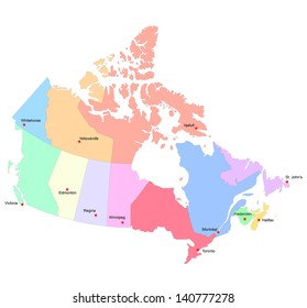 Vector Sweet Color Map Canada Stock Vector (Royalty Free) 1727488579