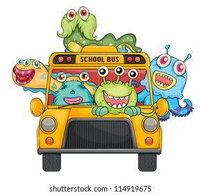 Illustration Monsters School Bus On White Stock Illustration 114919675 ...