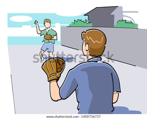 Illustration Playing Catch Ball Stock Illustration 1400736737 ...