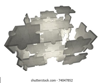 Illustration Puzzle Pieces Exploding Demonstrating Missing Stock ...