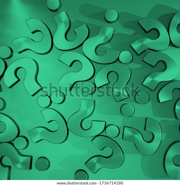 Illustration Question Marks 3d Renderin Green 库存插图 1736714180 ...