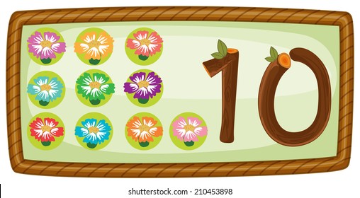Illustration Rectangular Template Ten Flowers On Stock Illustration ...