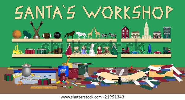 Illustration Santas Workshop Stock Illustration 21951343
