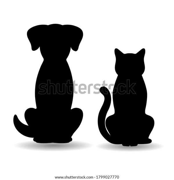 Illustration Silhouettes Dog Cat Shadow On Stock Illustration ...