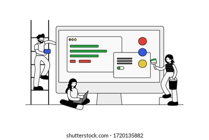 Illustration Team Discussing Working Together Develop Stock Vector ...