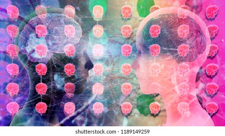Illustration Telepathic Communication Between Two Humans: ilustración ...