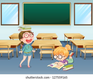 Illustration Two Students Inside Classroom Stock Illustration 127559165 ...