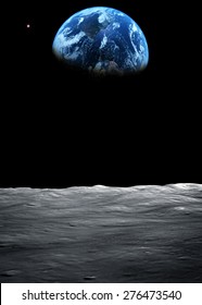 Illustration View Moons Surface Looking Earth Stock Illustration ...