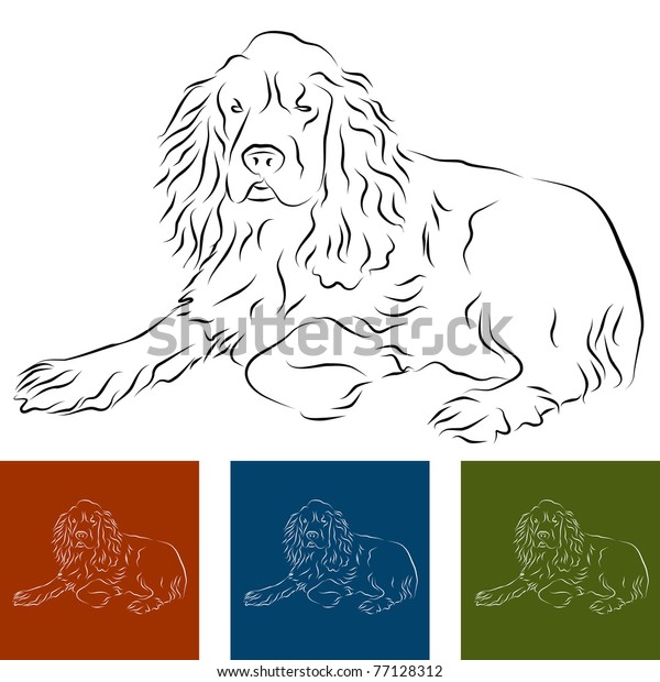 Image Cocker Spaniel Line Drawing Stock Illustration 77128312