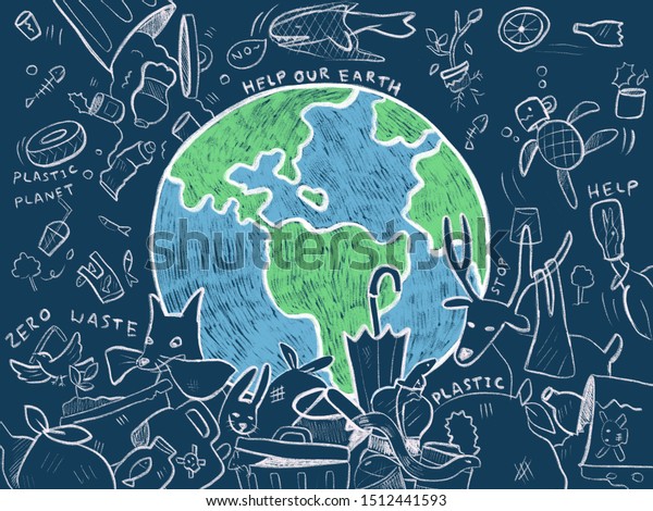 Image Earth When Planet Plastic Pollution 库存插图 1512441593
