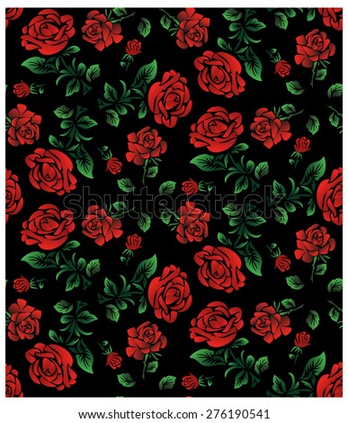 Image Floral Pattern Wallpaper Textile Red Roses Stock Illustration ...