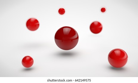 Red Balls Flying On White Background Stock Illustration 1936887508