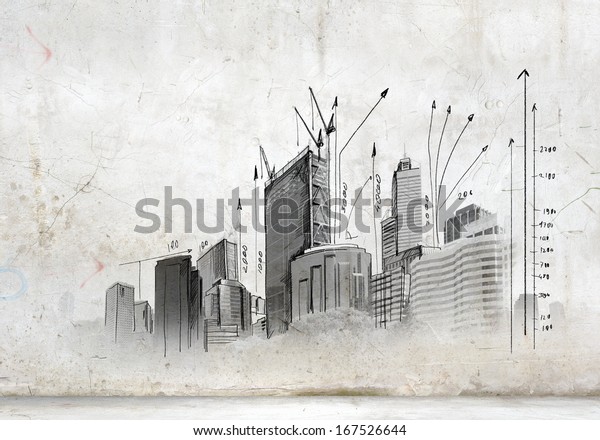 Image Hand Drawings Construction Project Stok İllüstrasyon 167526644 ...