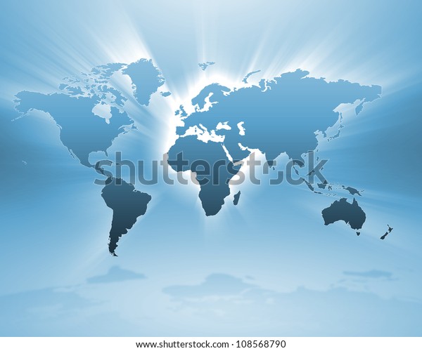 Image Light Blue World Map Stock Illustration 108568790