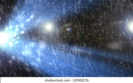 Image Light Splash Night When Raining Stock Illustration 129302276 ...