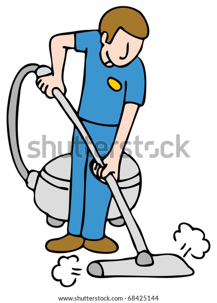 Image Man Using Carpet Cleaning Machine Stock Illustration 68425144