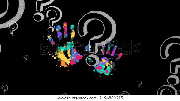 Image Question Marks Over Handprints On Stock Illustration 2196862215 ...