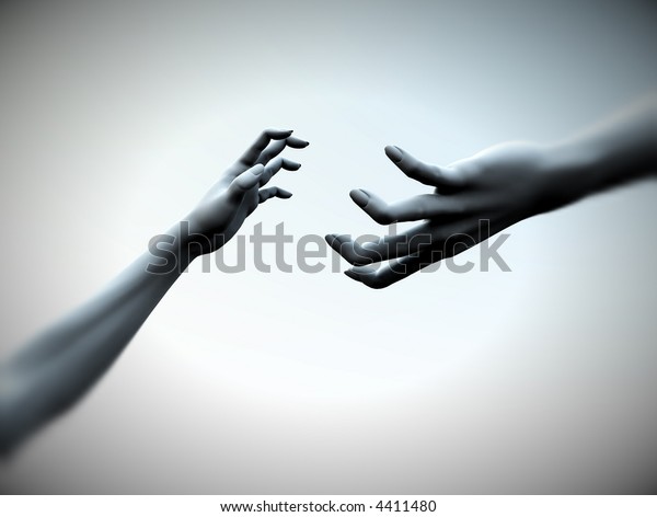 Image Two Hands Reaching Out Each Stock Illustration 4411480