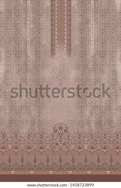 Indan Digital Kurti Border Texture Background Stock Illustration ...