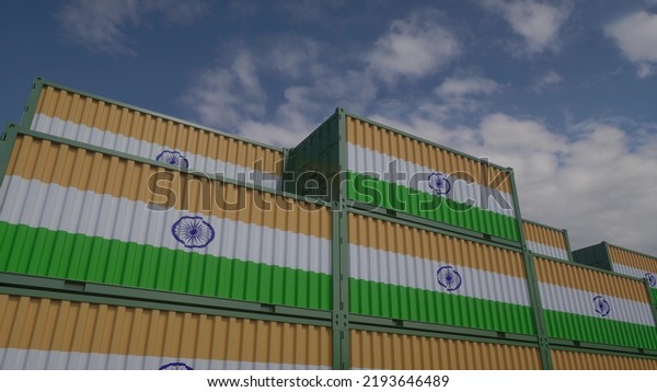 India Flag Containers Located Container Terminal Stock Illustration ...