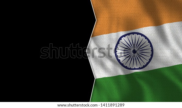 India Half Flag Black Wall 3d Stock Illustration 1411891289 | Shutterstock